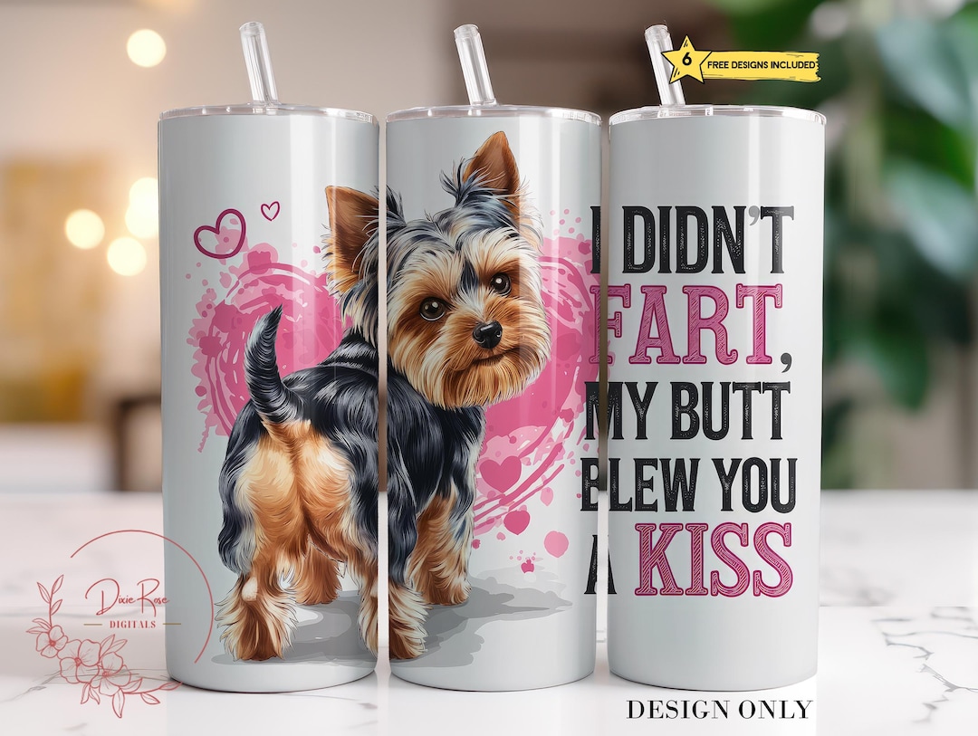 Yorkie Tumbler Wrap PNG, Valentine's Day Yorkie 20 Oz Skinny ...
