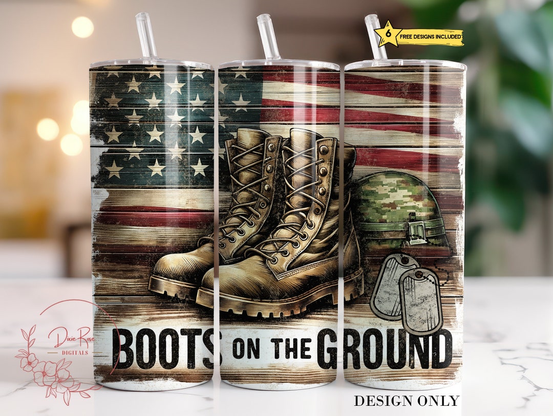 Patriotic Flag Tumbler Wrap: Military Boots Design (PNG Digital ...