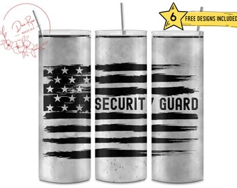 20 Oz Skinny Tumbler Sublimation Design Template Flag Security Guard ...