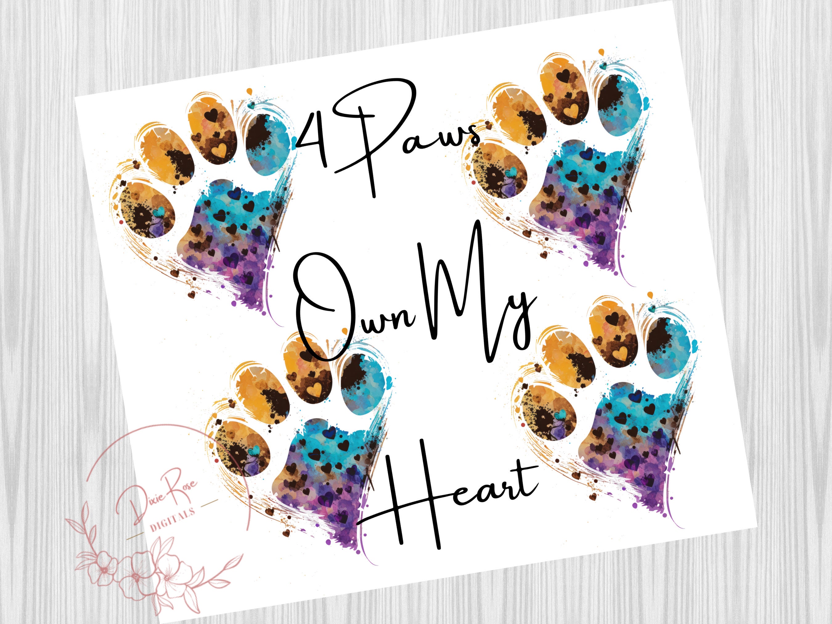 Four Paws Dog Prints Puppy Lover Pet 20 Oz Skinny - Etsy