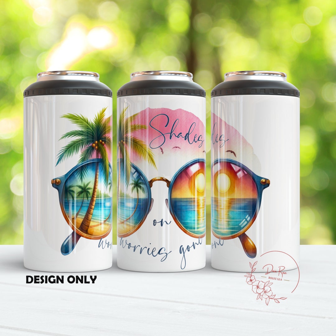Summer 4 in 1 Can Cooler Wrap PNG Design, Sunglasses 4in1 Can Cooler ...