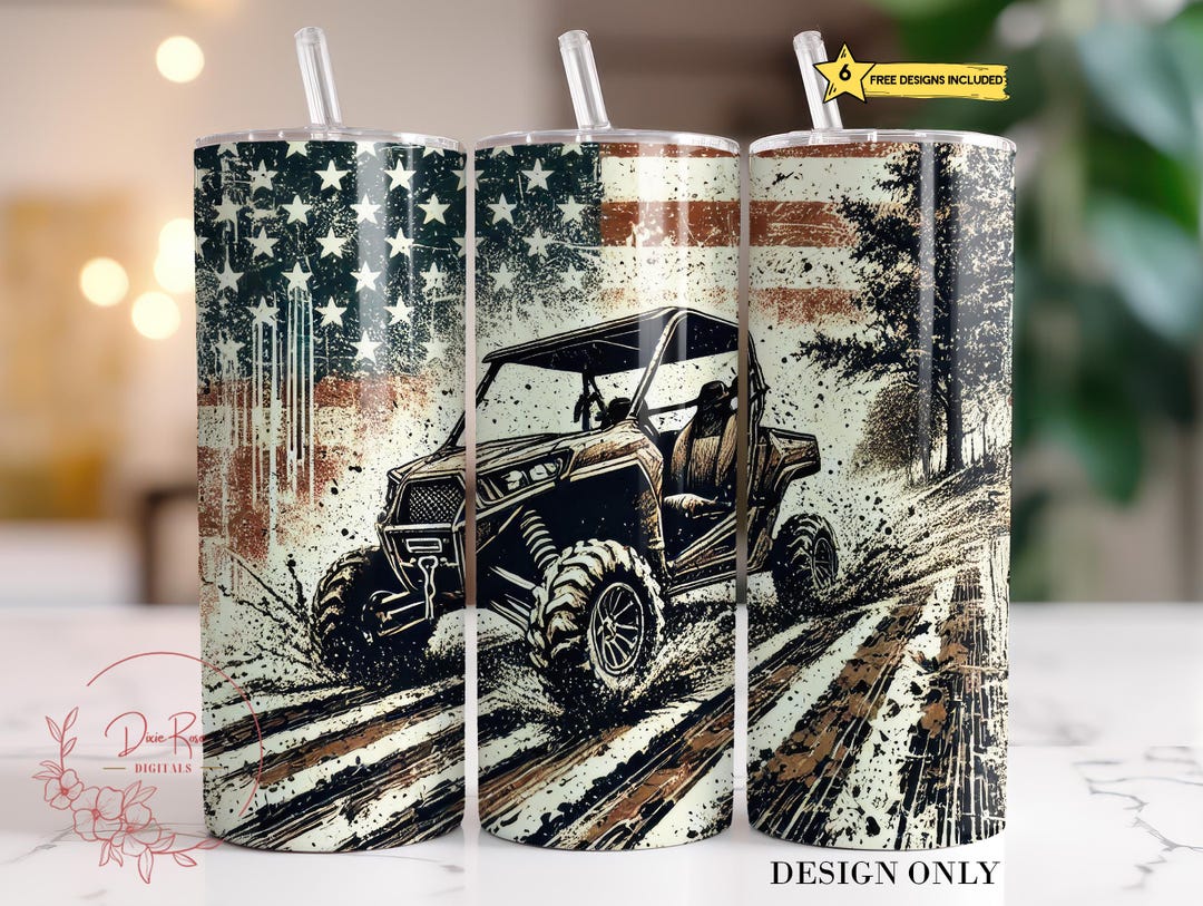 Patriotic ATV Tumbler Wrap PNG: off Road Flag Sublimation Design ...