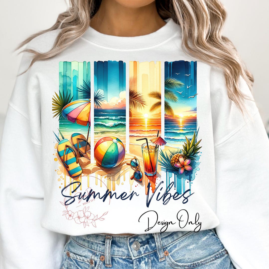 Summer Vibes Beach Scene PNG: Sublimation Design (digital Download) - Etsy