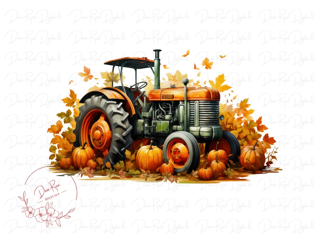 Fall Tractor, Pumpkins, Leaves, Rustic Country PNG Design, Transparent ...