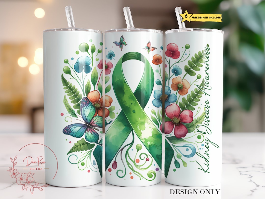 Kidney Awareness Tumbler Wrap PNG, Personalize 20 Oz Skinny Sublimation ...