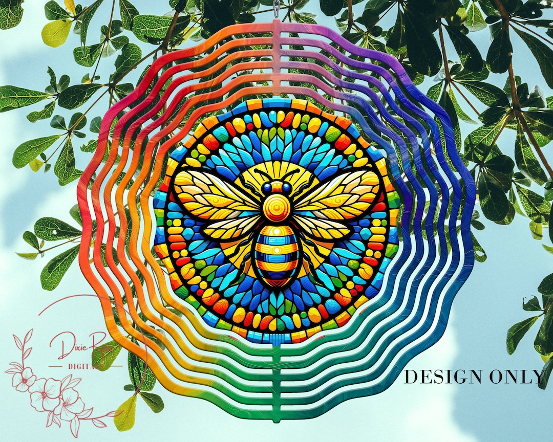 Bee Wind Spinner PNG, Mosaic Bee Wind Spinner Sublimation Designs, Bees ...