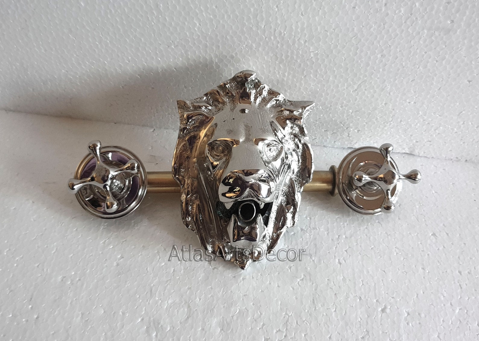 Moroccan Wall Silver Faucet, Lion Head-shaped Faucet, Bathroom Lion ...