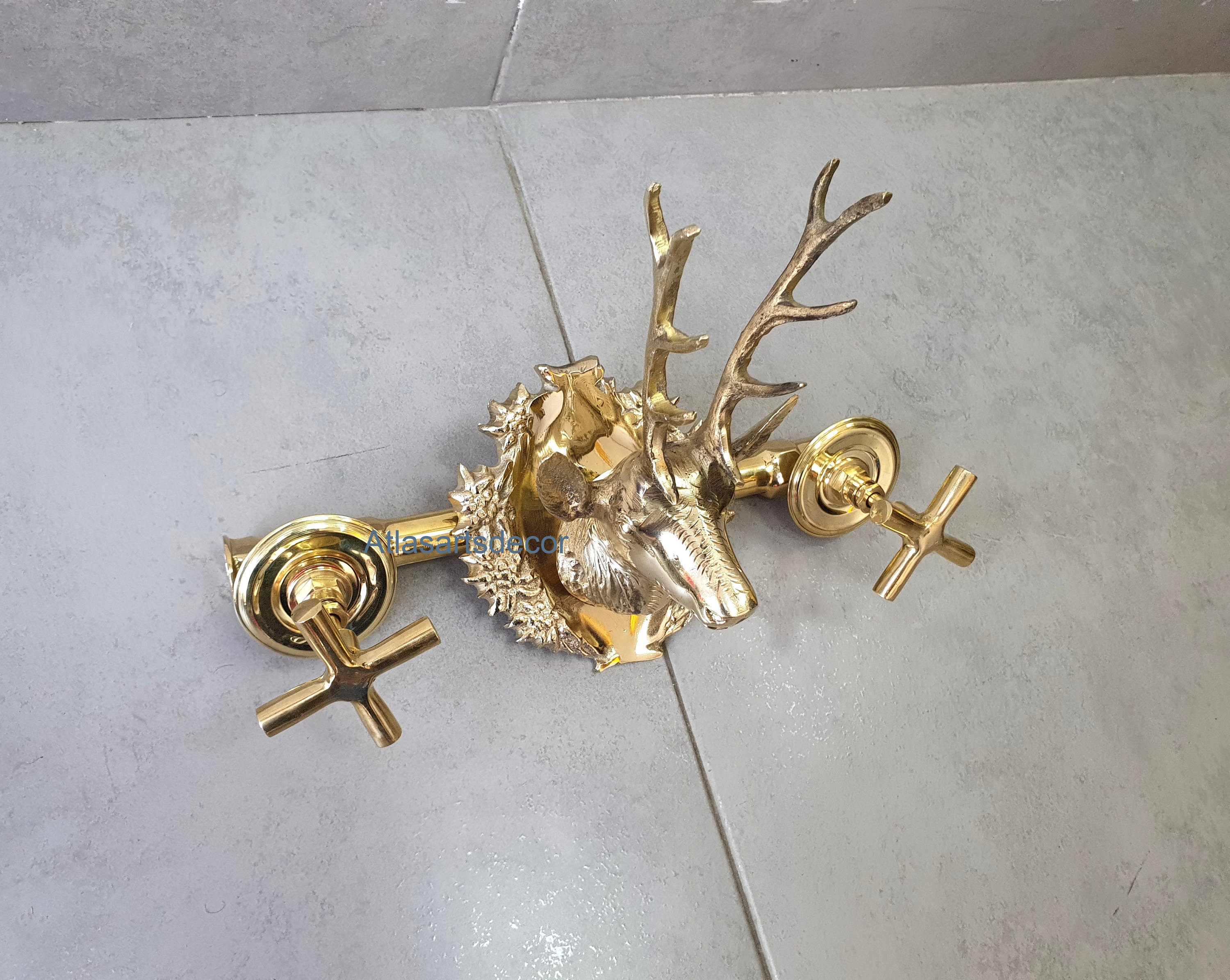 Moroccan Brass the Deer Head Faucet,handmade Tap, Wall Mount Faucet ...