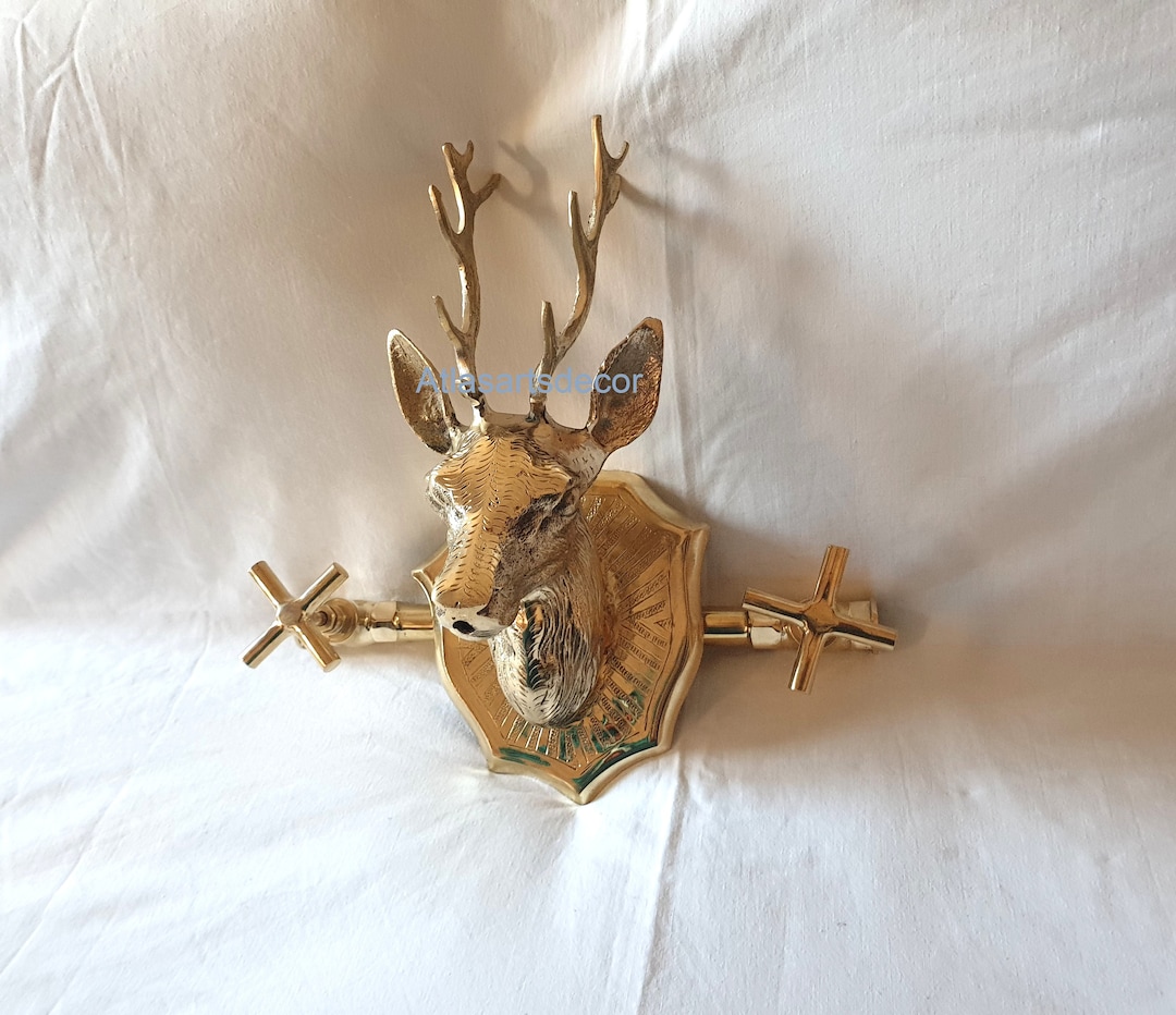 Unlacquered Brass the Deer Faucet With Simple Two Handles and Brass ...