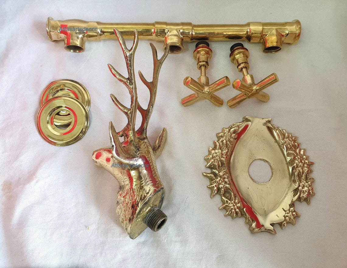 Moroccan Brass the Deer Head Faucet,handmade Tap, Wall Mount Faucet ...