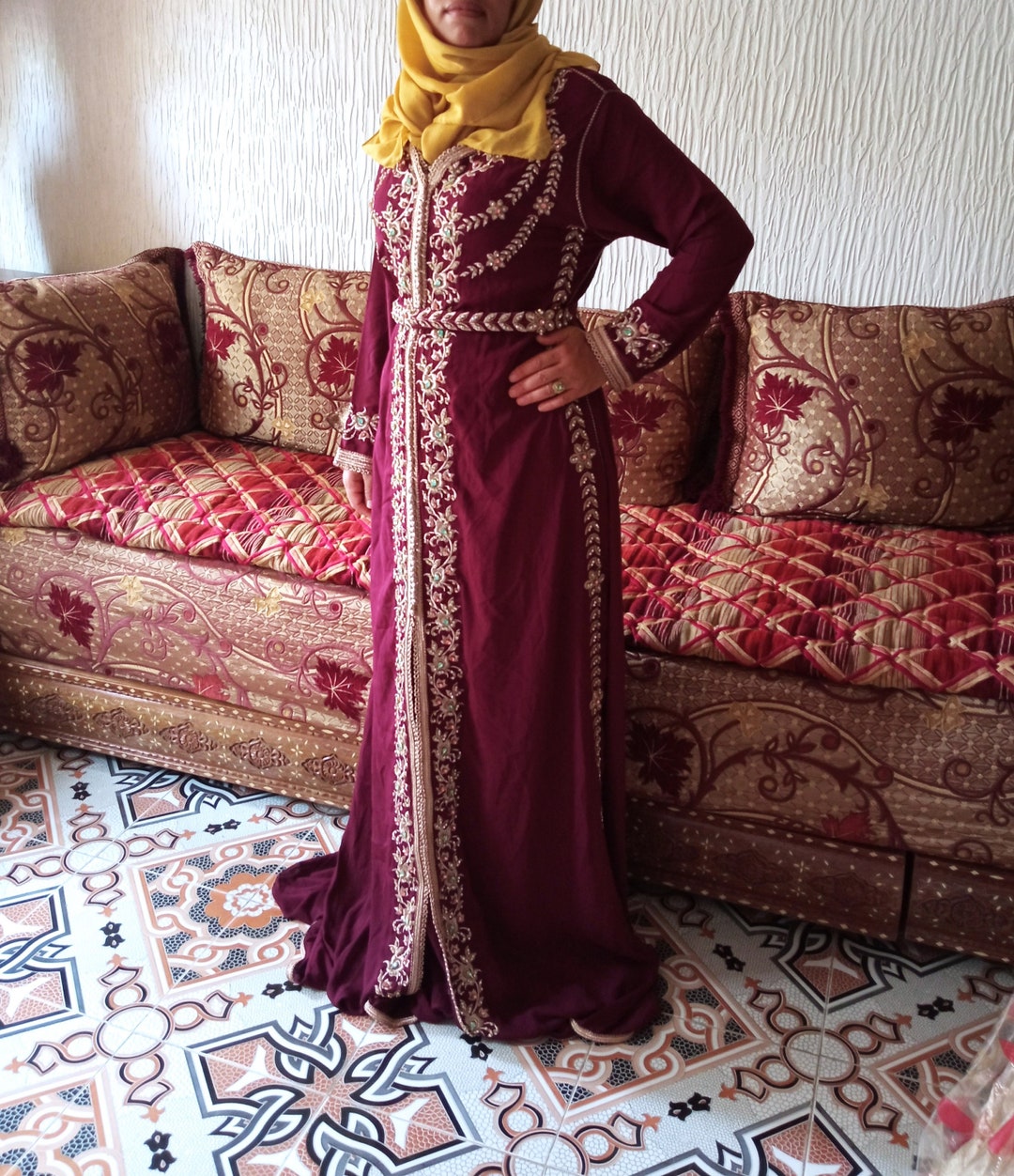 Traditional Embroidered Red Kaftan Dress ,women's Caftan, Caftan Kaftan ...