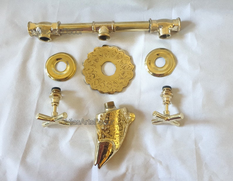 Unlacquered Brass Fish Head Design Faucet With Two Handles + Rough in ...