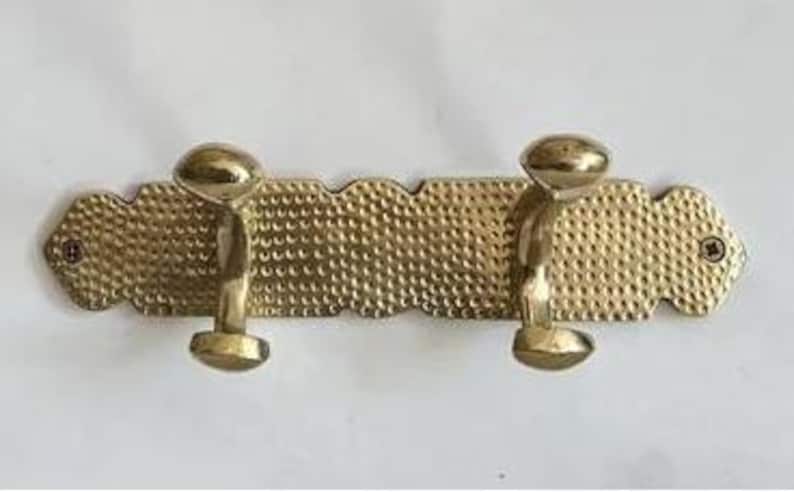 Unlacquered Brass Coat Hanger With Hooks - Hammered Wall Mount Clothes ...
