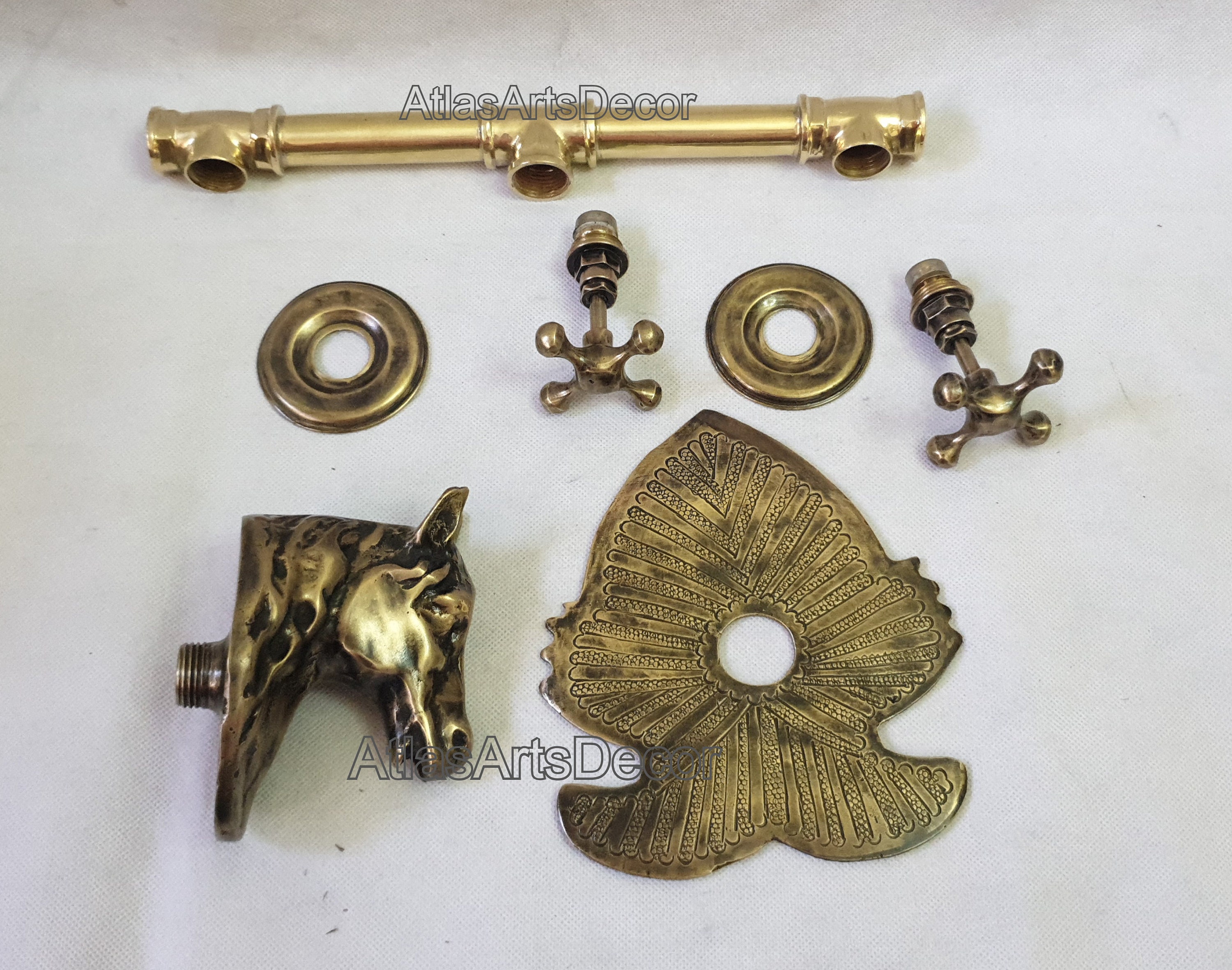 Brass Patina Horse Head Faucet With Two Handles Wall Mount Bathroom ...