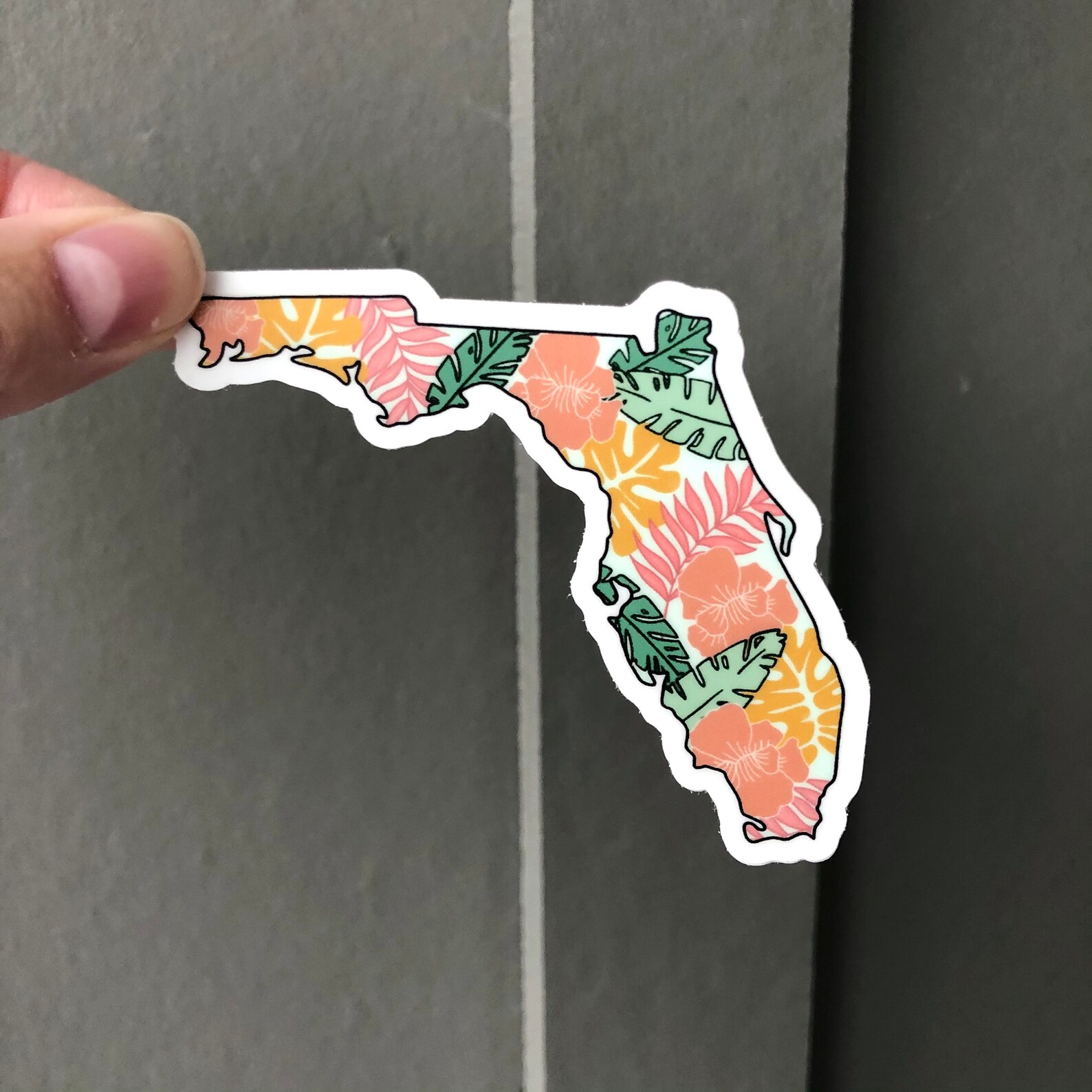 Florida Sticker, Tropical Floral State Sticker, Hydroflask Sticker ...