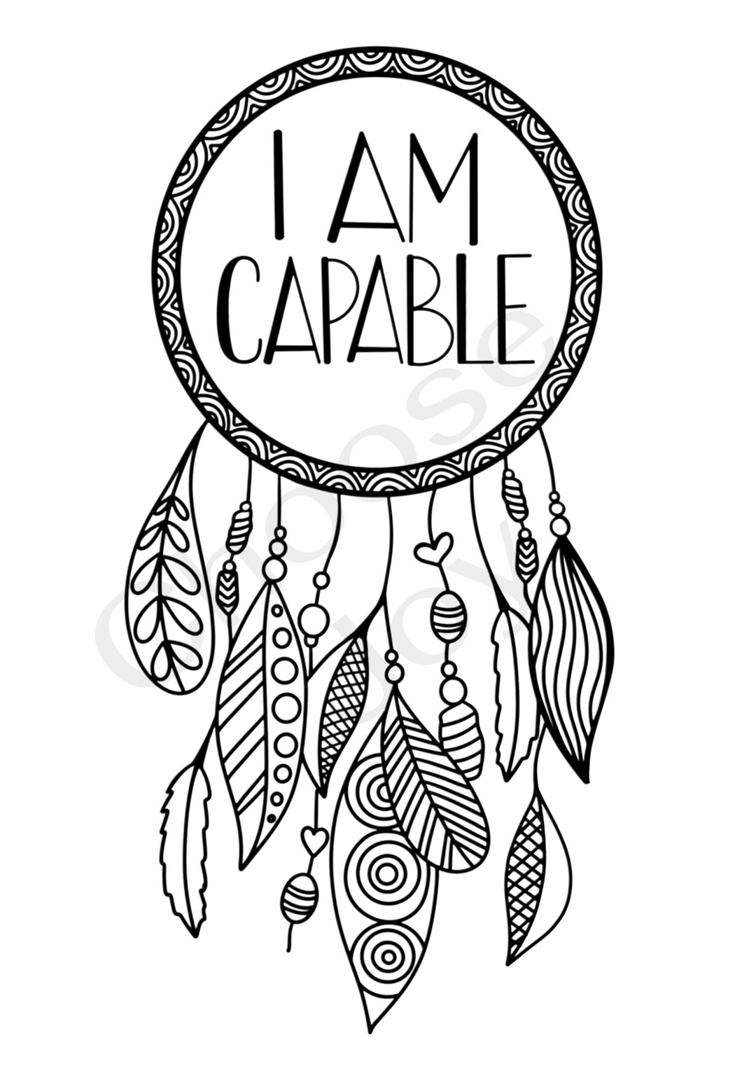 I Am Capable Affirmation Colouring Page | Positive Quote Printable ...