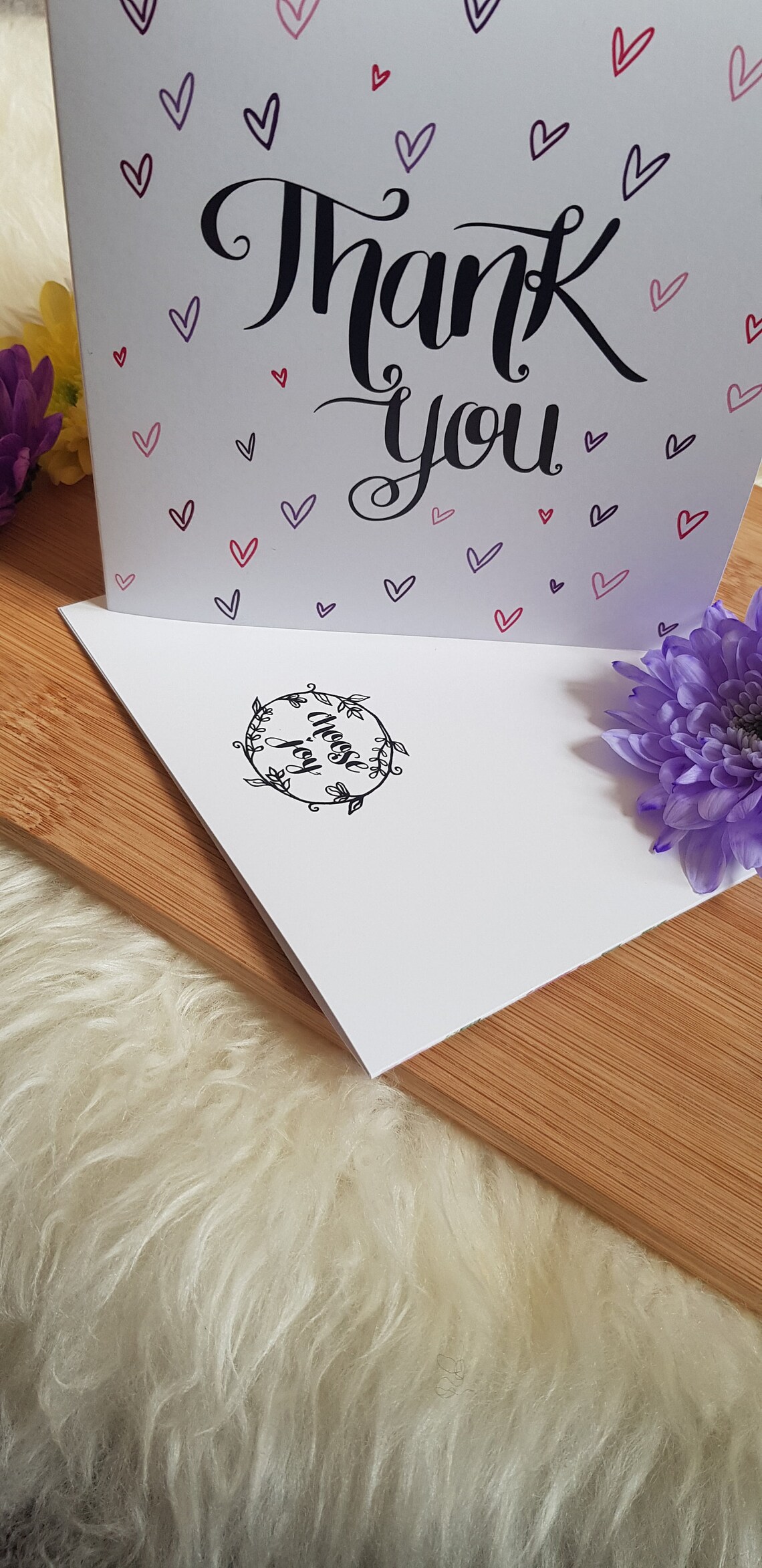 Thank you greeting card hand designed recycled materials | Etsy