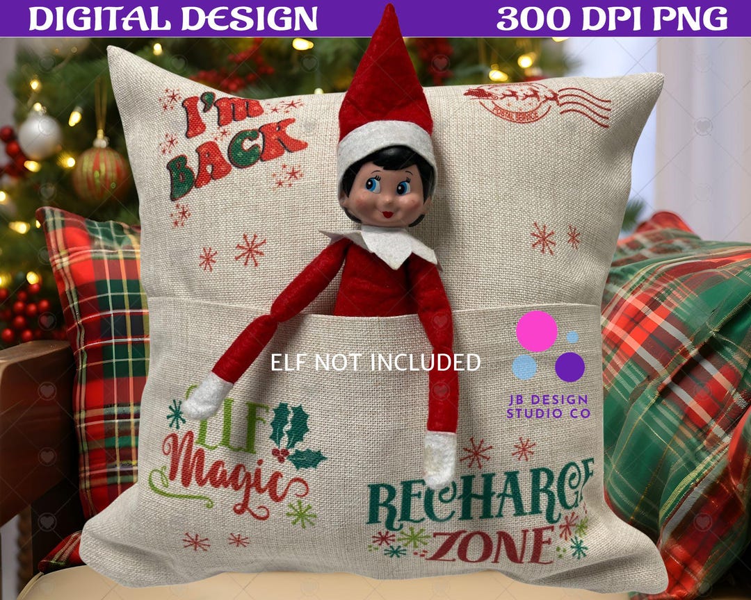 Elf Recharge Zone Pocket Pillow PNG Design Elf Arrival DIGITAL Download ...