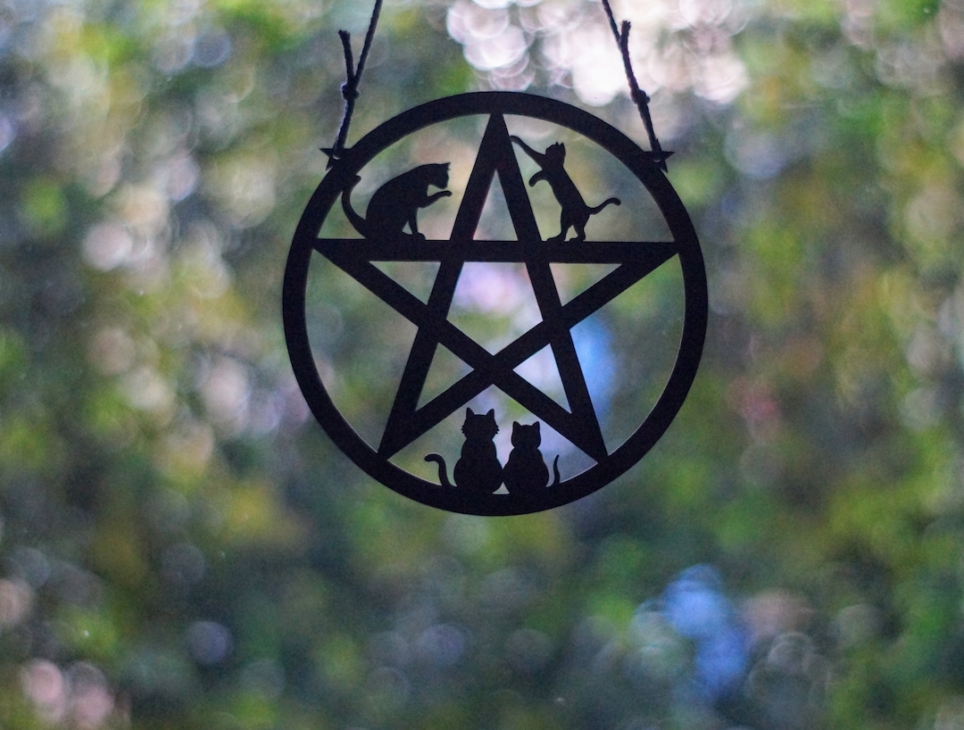 Four Black Cats | Black Cat Pentagram | Cat Decoration | Gifts for Cat ...