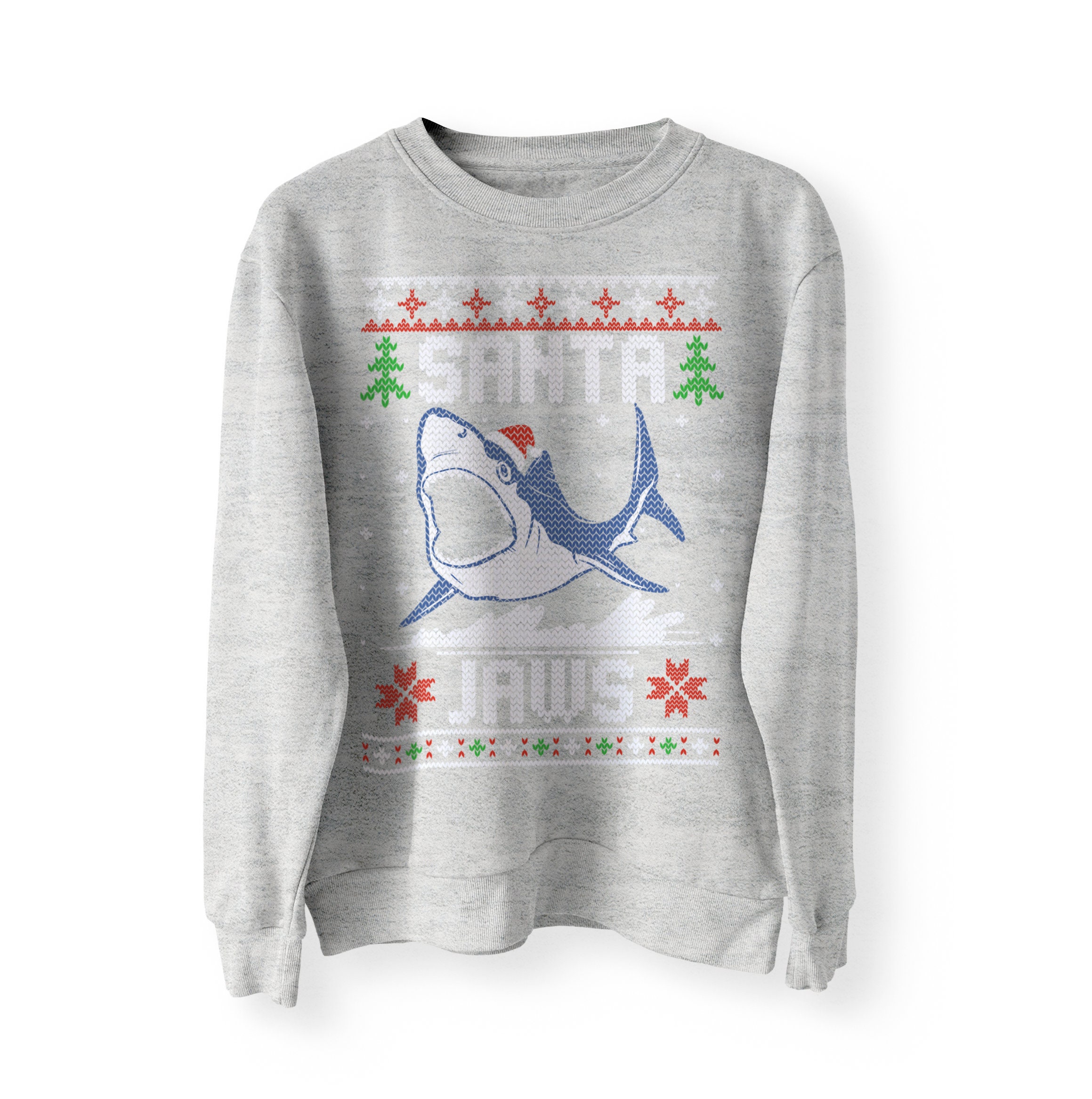 Santa Jaws Christmas Jumper Sweater Sweatshirt Funny Xmas Shark Gift ...