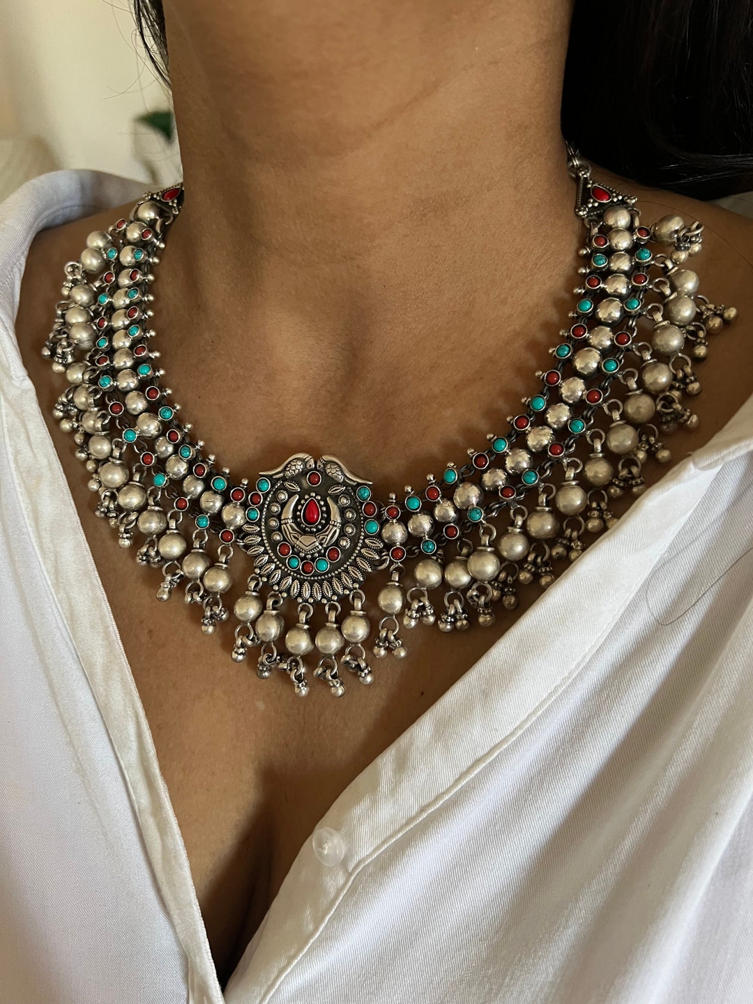 Vintage Pure 925 Silver Necklace/ Handcrafted Silver Necklace ...