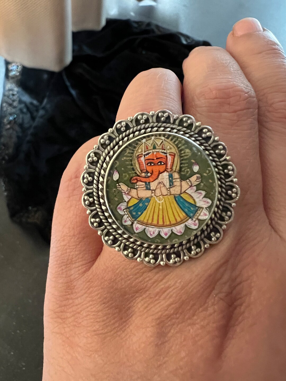 Hand-painted Ganesha Ring - Authentic Artistry From Jaisalmer ...