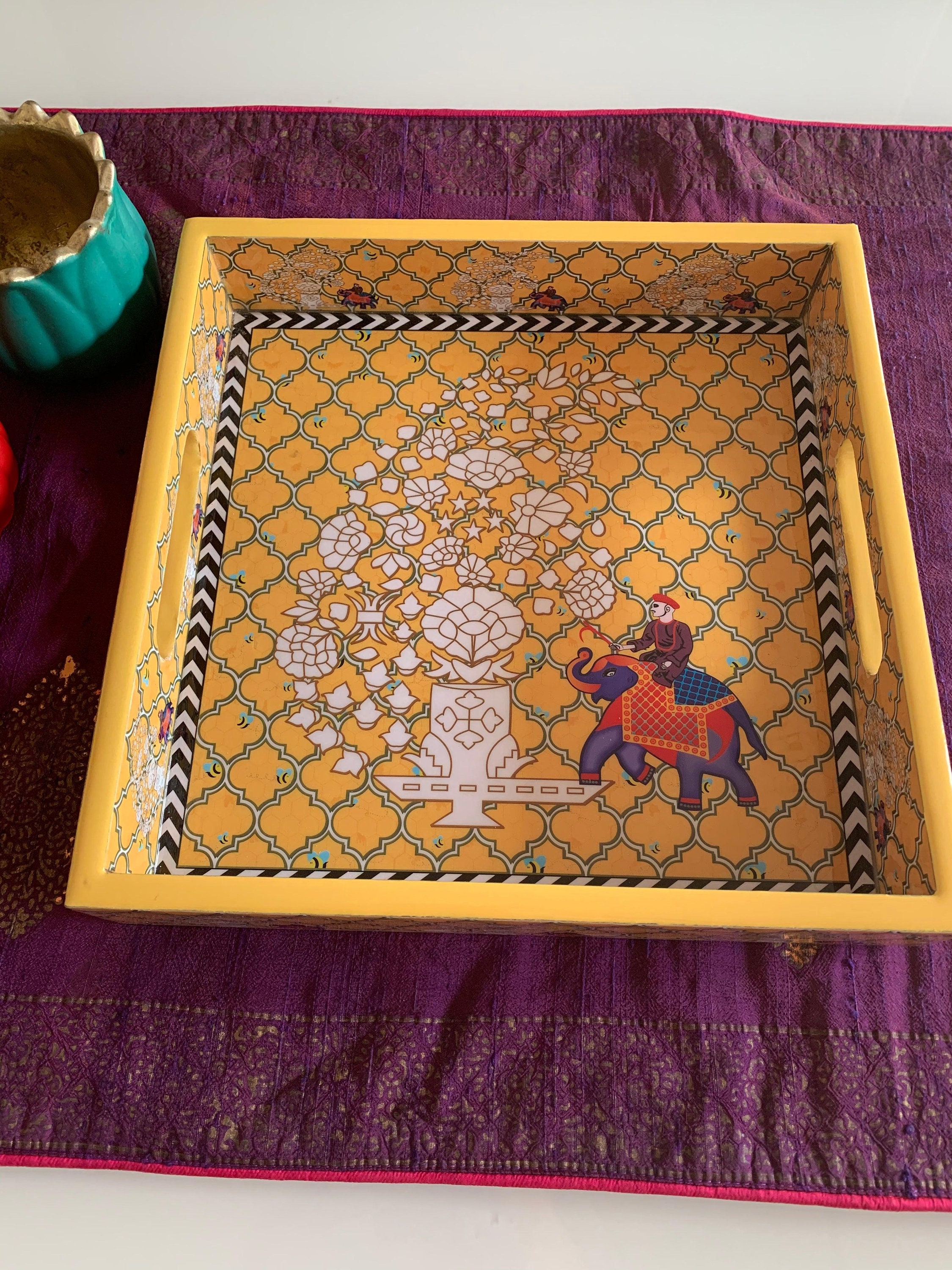 Designer Enameled Tray/ Enameled Box With Lid/ Coasters - Etsy
