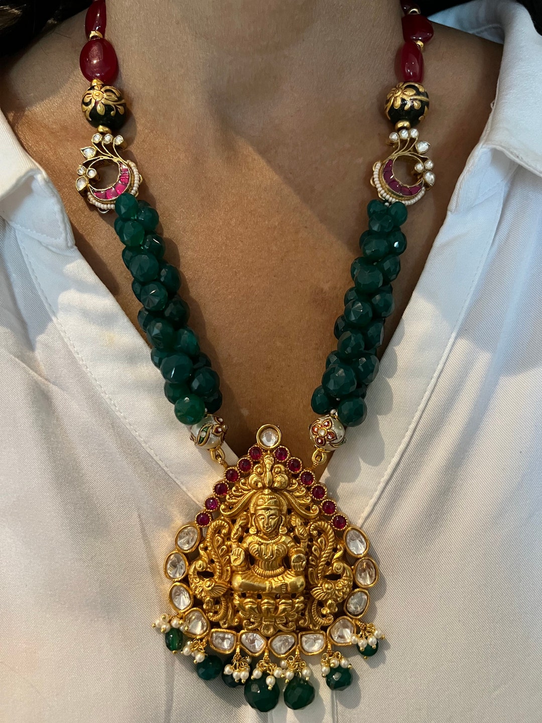 SHIVKA Designer Pendant Necklace/ One of a Kind Necklace/ Temple ...