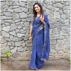 Indigo Shibori Saree - Etsy