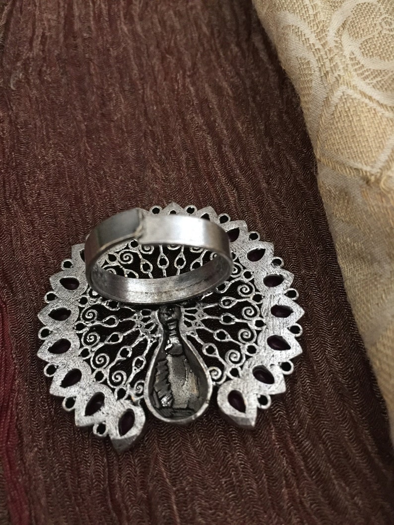 Peacock Ring/ Handcrafted Ring/ Indian Ring/ Oxidised Ring - Etsy