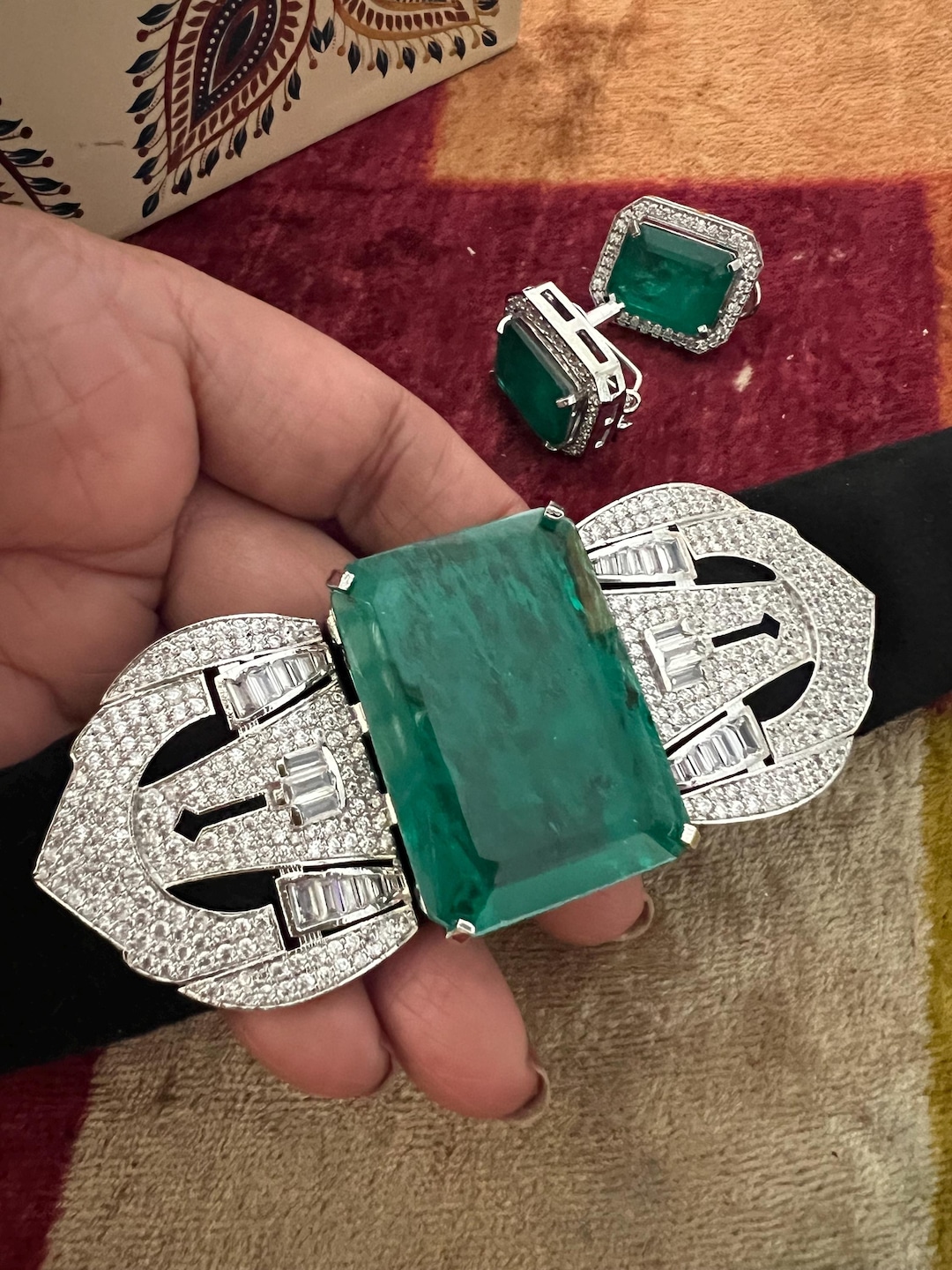 Emerald Green Doublet Velvet Choker Set | SHIVKA - Etsy