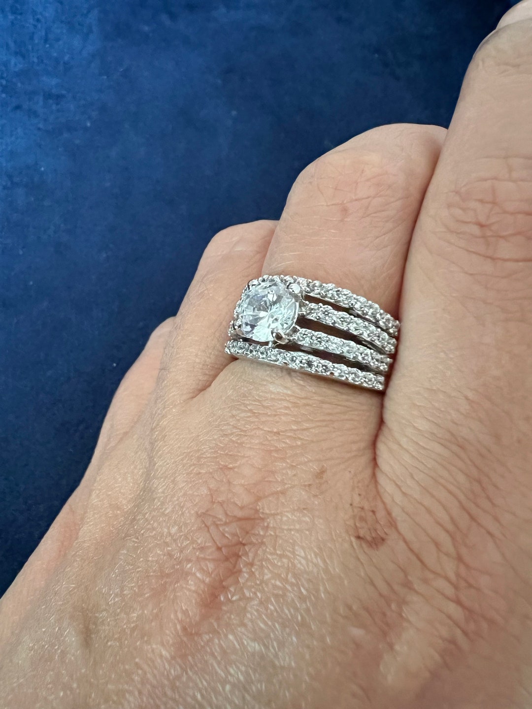 Ethereal Sparkle: Solitaire Ring With Austrian Crystals and - Etsy