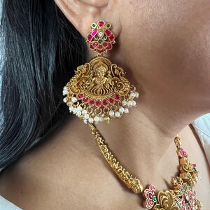 Premium Handcrafted Jadau Temple Jewelry Necklace Set - Etsy