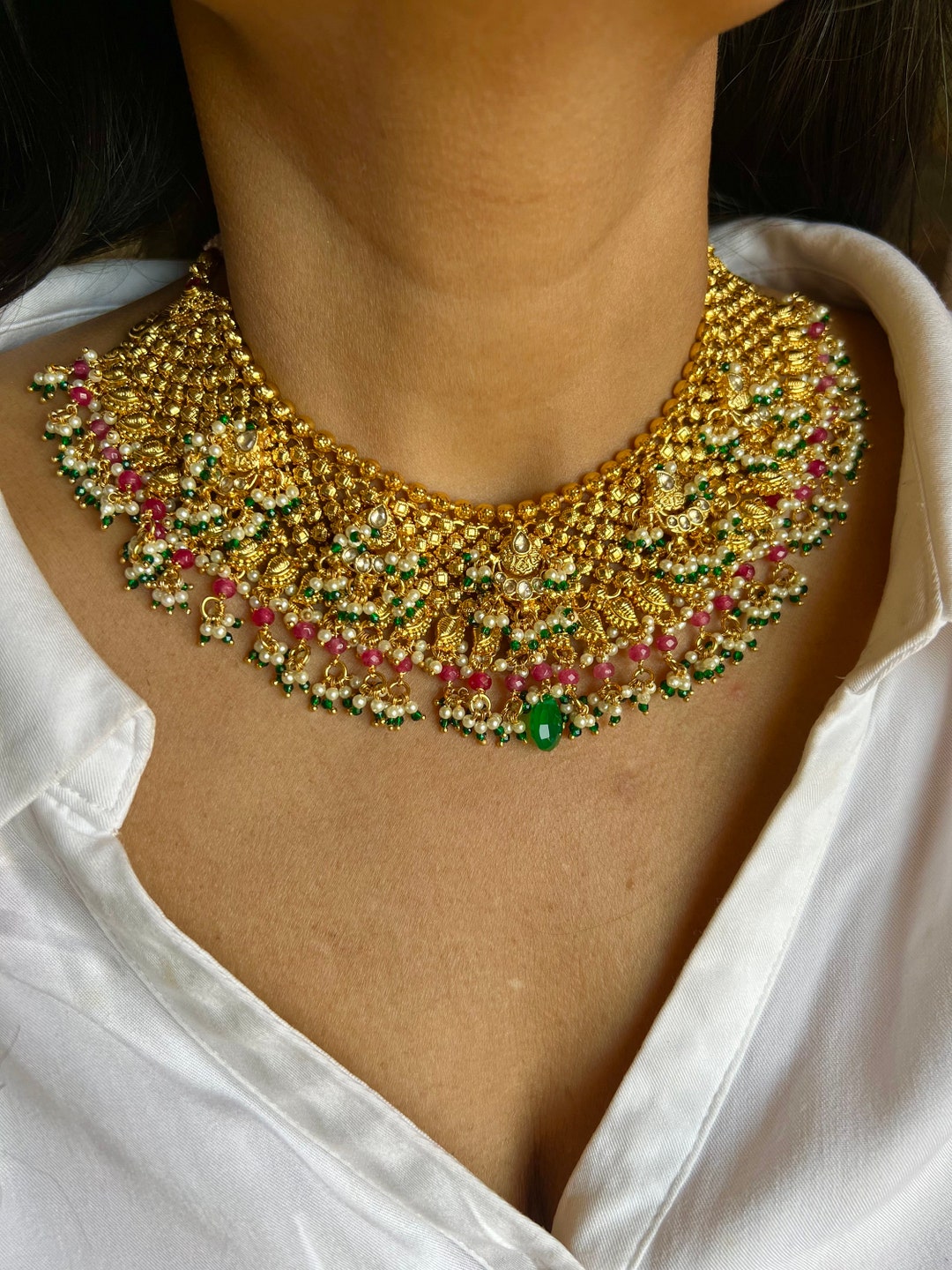 SHIVKA One of a Kind Designer Necklace With Earrings /royal - Etsy