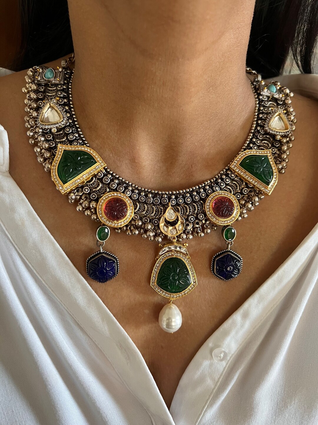 SHIVKA Vintage Fusion Necklace With Earrings - Etsy