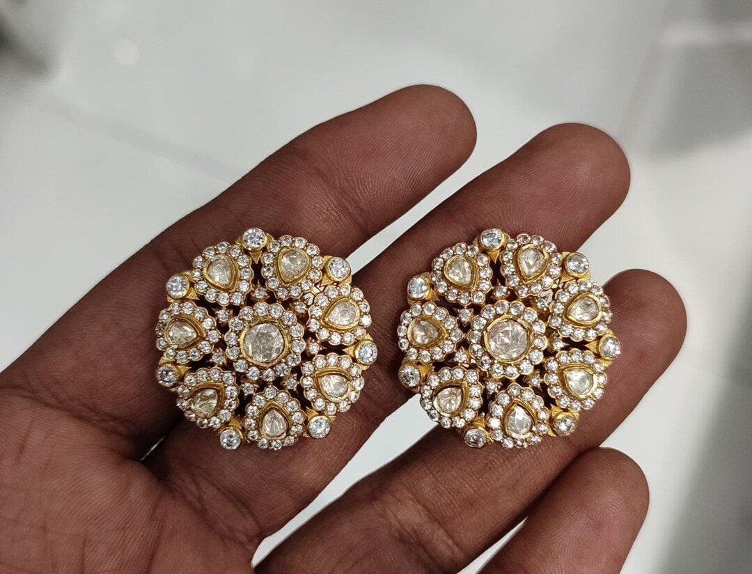 Royal Kundan Studs/ Wedding Studs/ Bridal Studs/ Kundan Earrings/ Indian Studs - Etsy