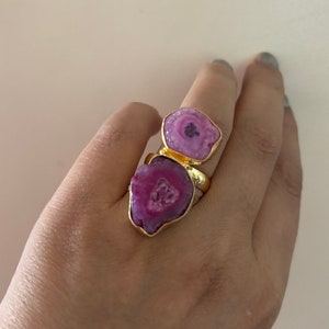 Pink Solar Quartz Ring A Touch of Timeless Beauty - Etsy