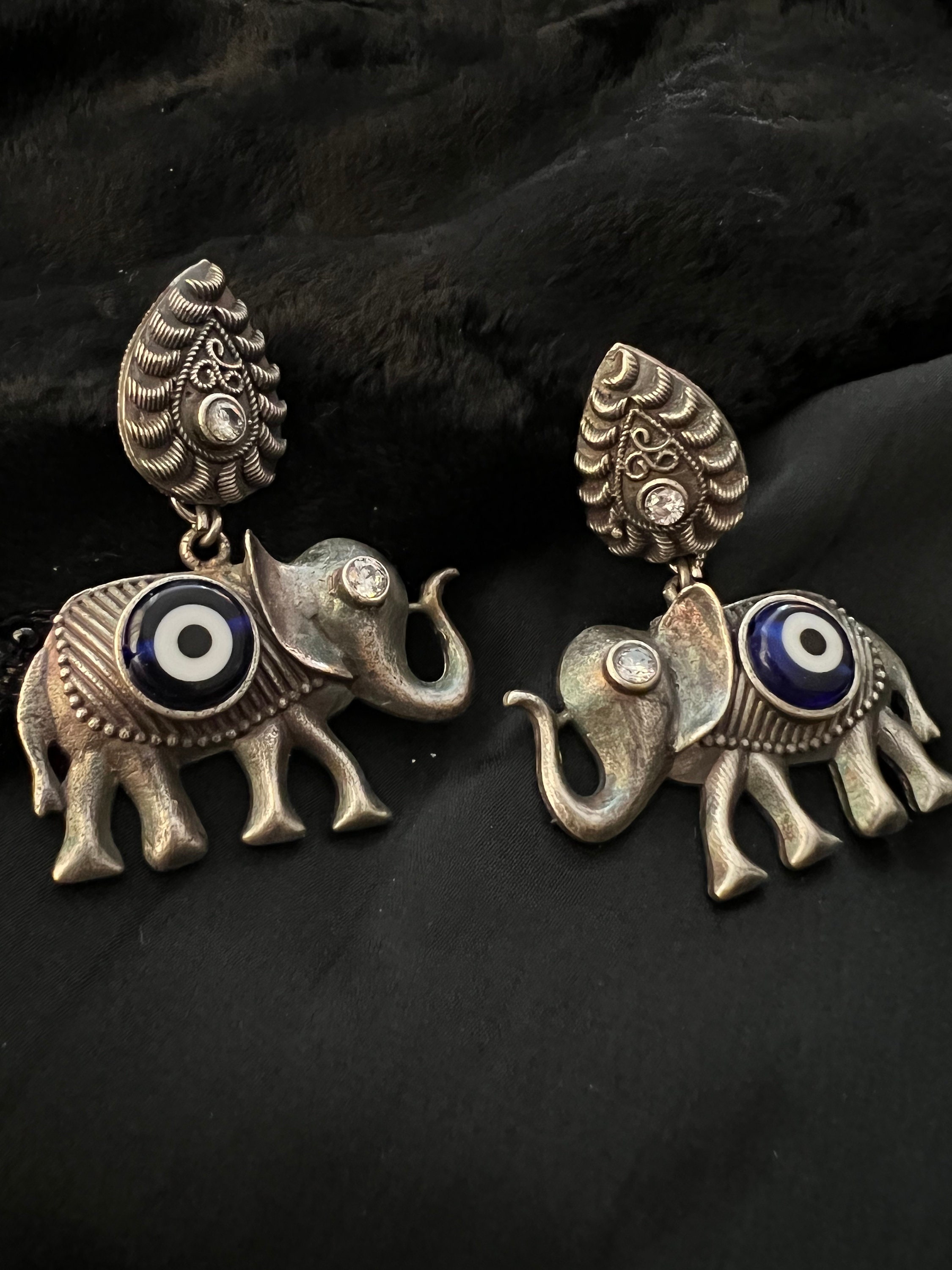 Evil Eye Antique Elephant Design Earrings/ Antique Earrings/ Indian ...