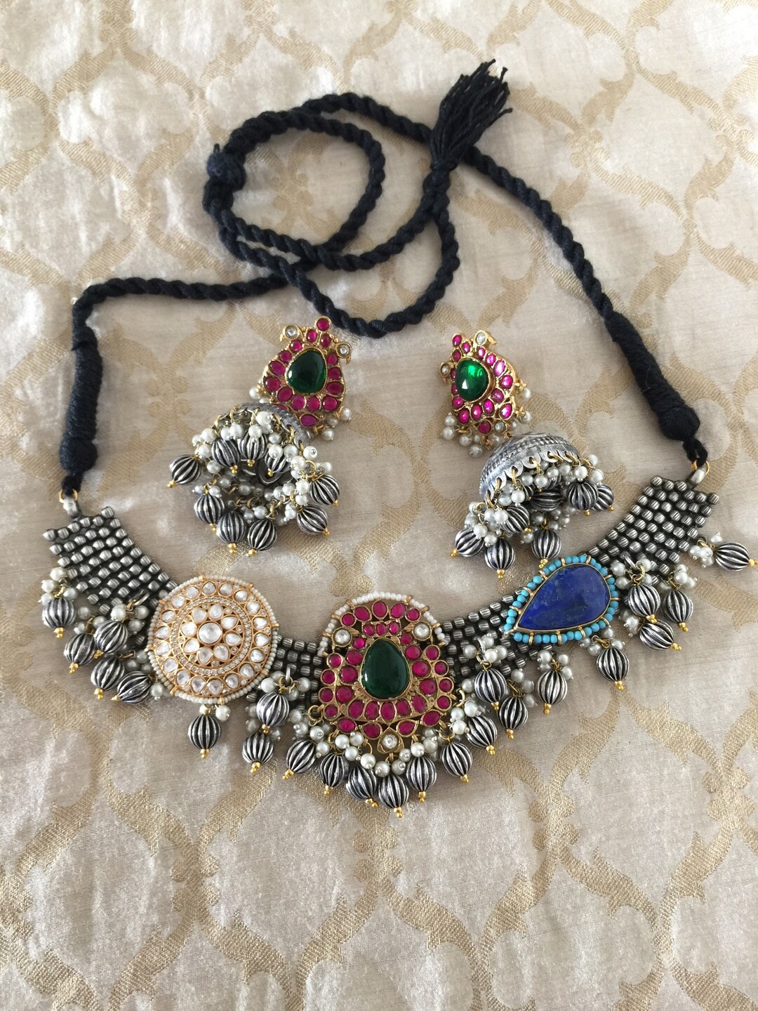 SHIVKA One of a Kind Designer Dual Tone Necklace With Kundan - Etsy