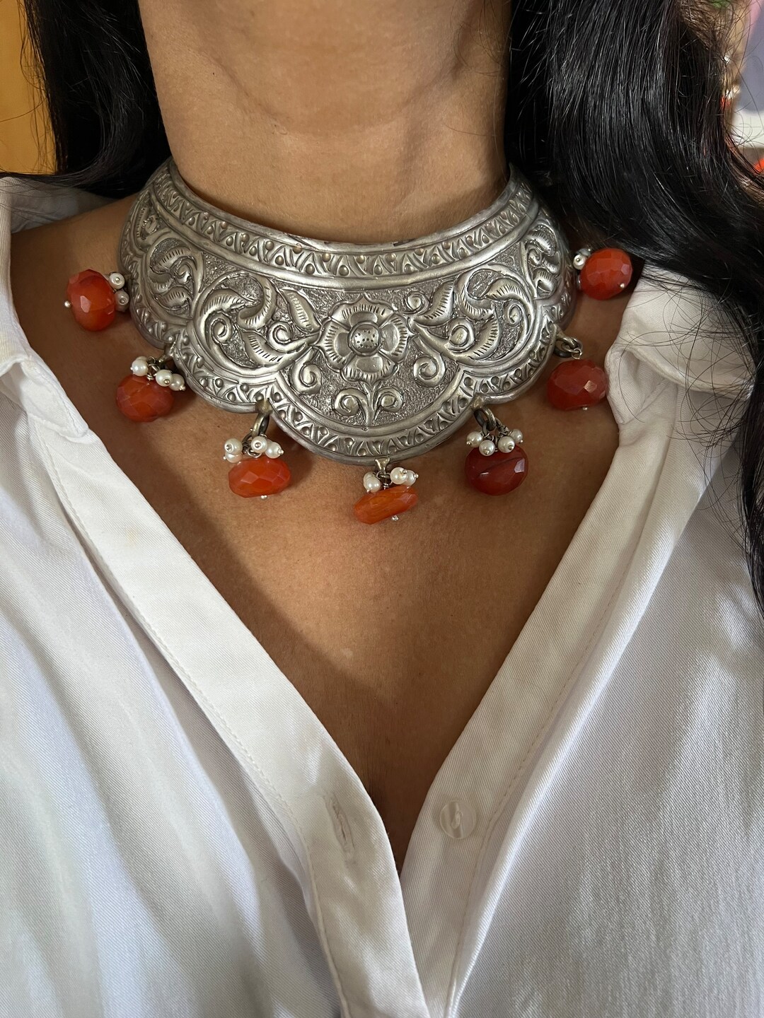 Rust Orange Beads Choker Necklace Premium Quality Craftsmanship - Etsy