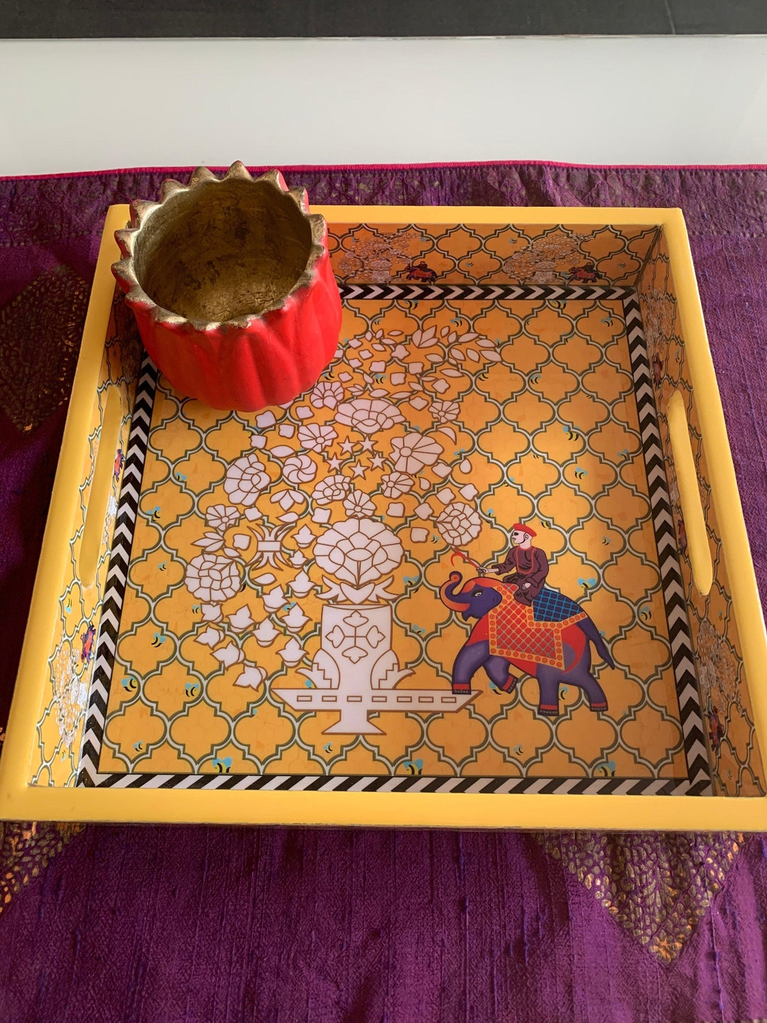 Designer Enameled Tray/ Enameled Box With Lid/ Coasters - Etsy