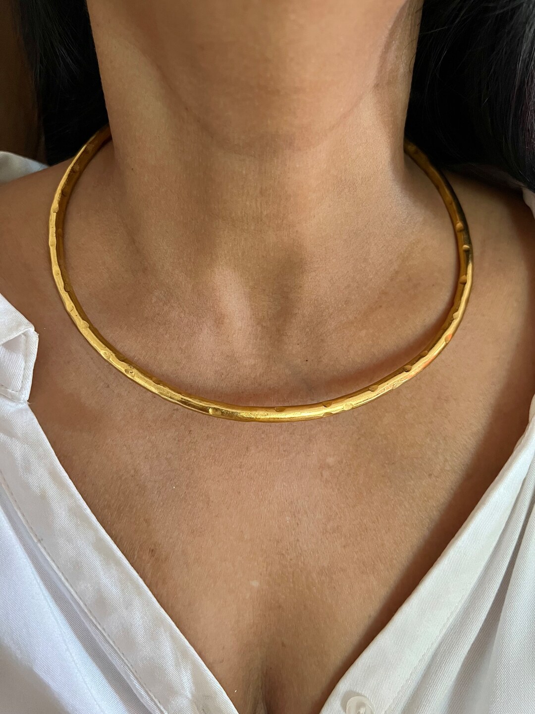 Statement Gold Tone Hasli Necklace - Etsy