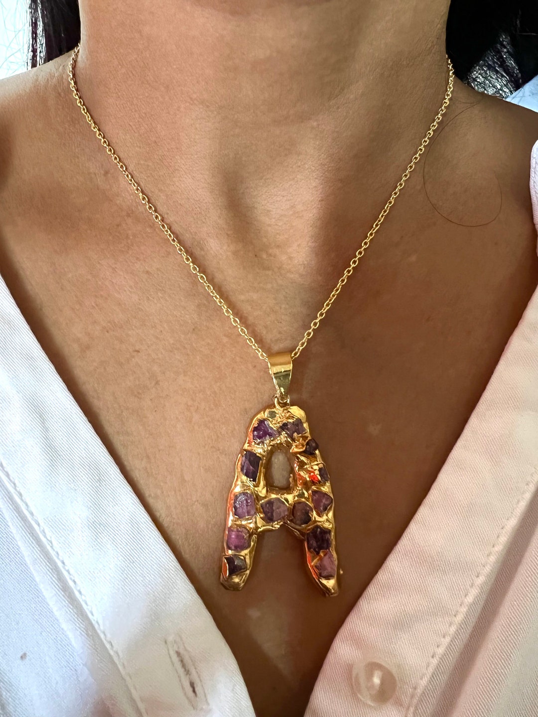 Statement Letter "a" Pendant Necklace/ Designer Necklace/ Alphabet ...