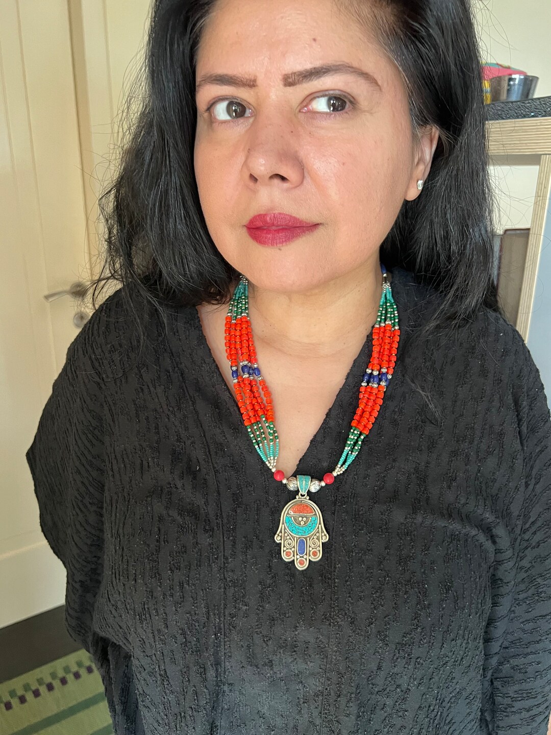 Statement Himalayan HAMSA Necklace - Etsy