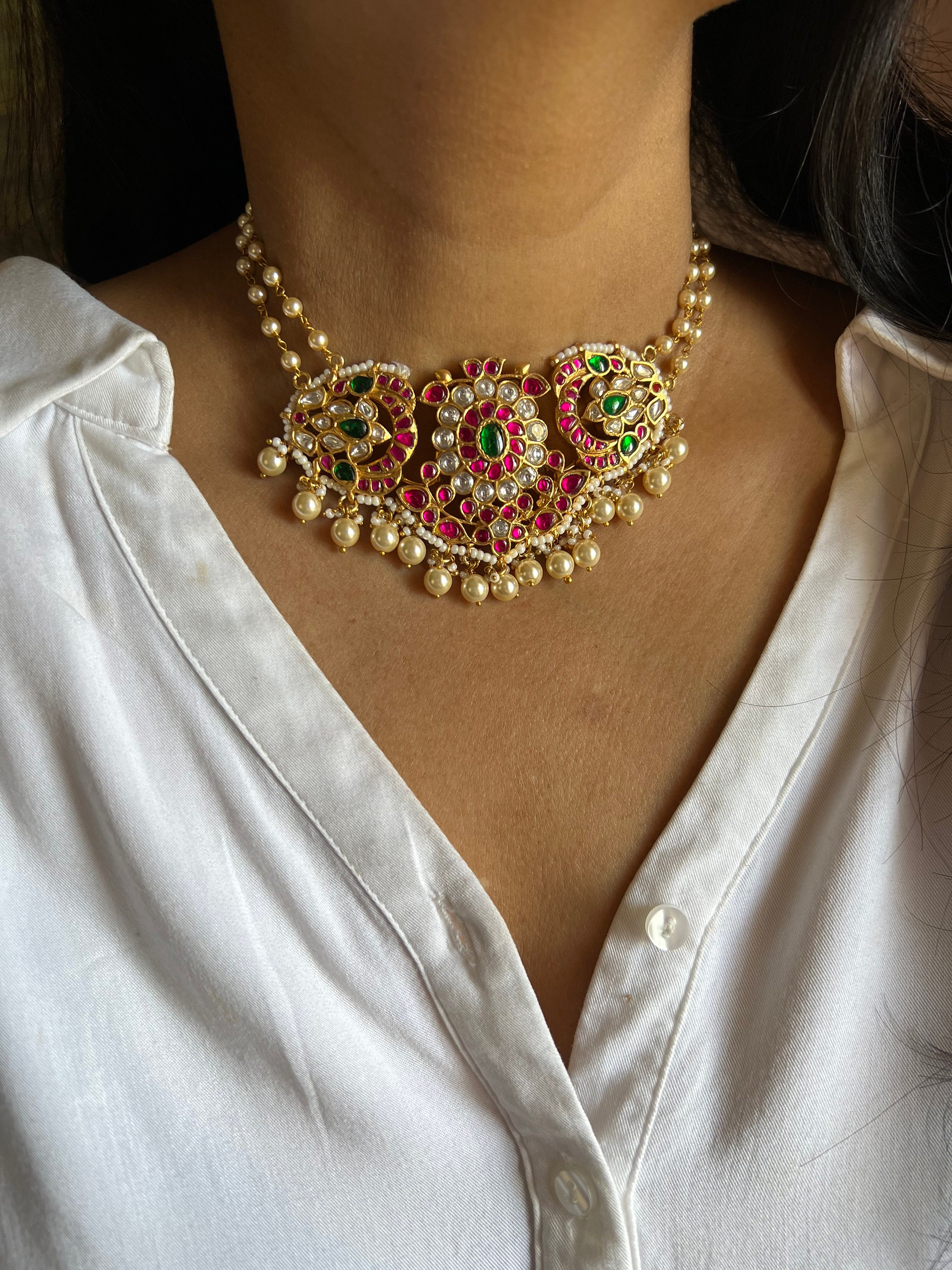 SHIVKA Signature Kempu Choker Necklace/ Wedding Necklace/ - Etsy