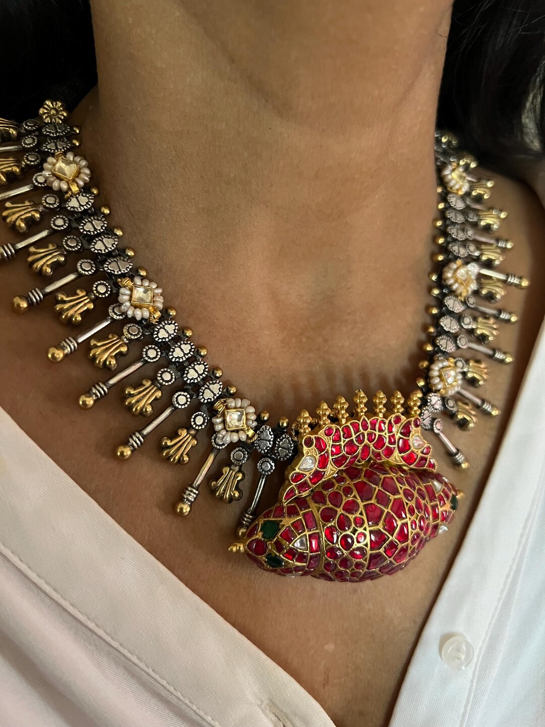 Beautiful Dholki Design Freshwater Pearls 925 Silver Necklace Set - Etsy