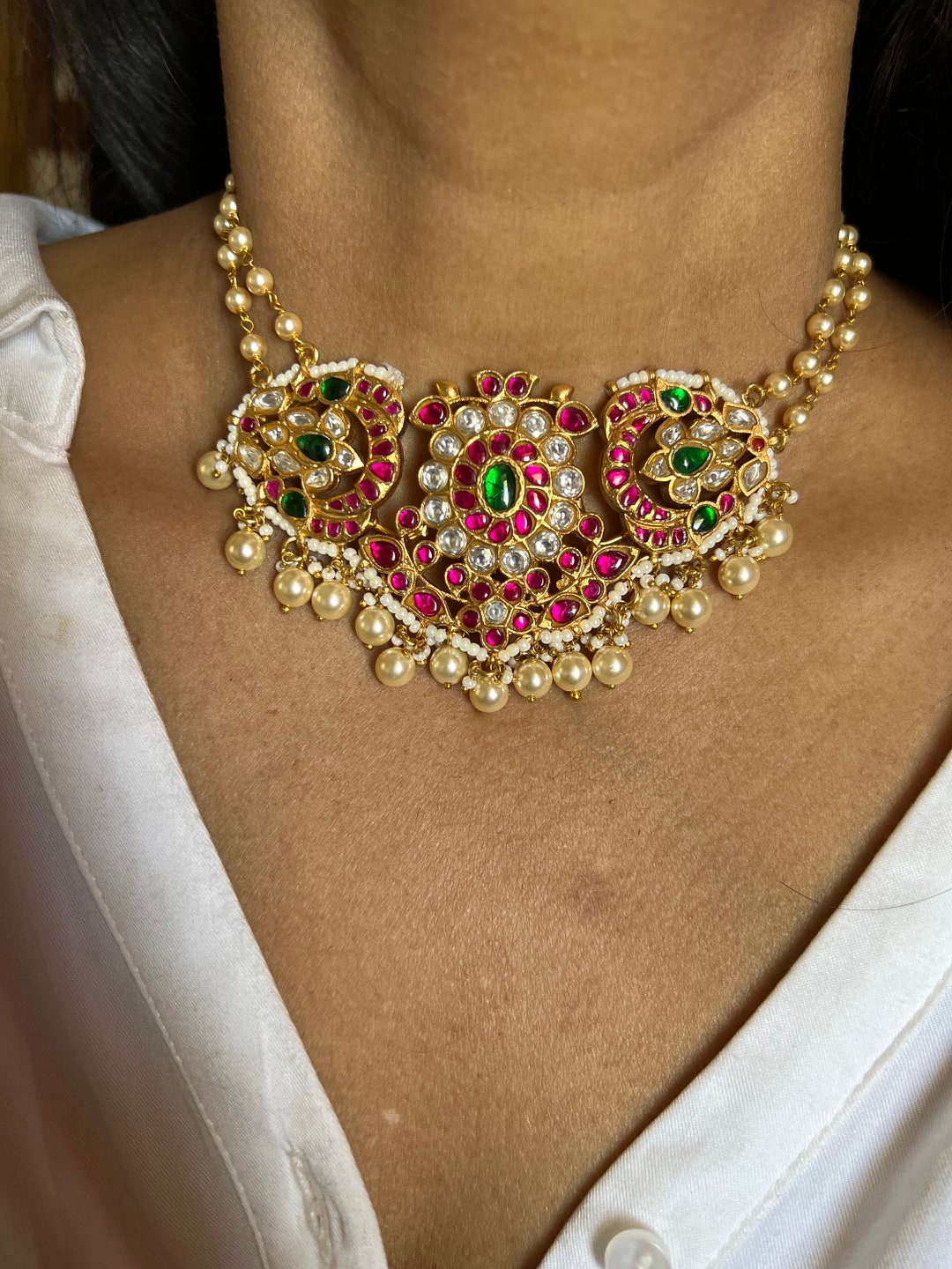 SHIVKA Signature Kempu Choker Necklace/ Wedding Necklace/ Indian ...