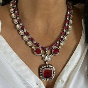 Victorian Red & Pink Necklace With Earrings - Regal Elegance for ...