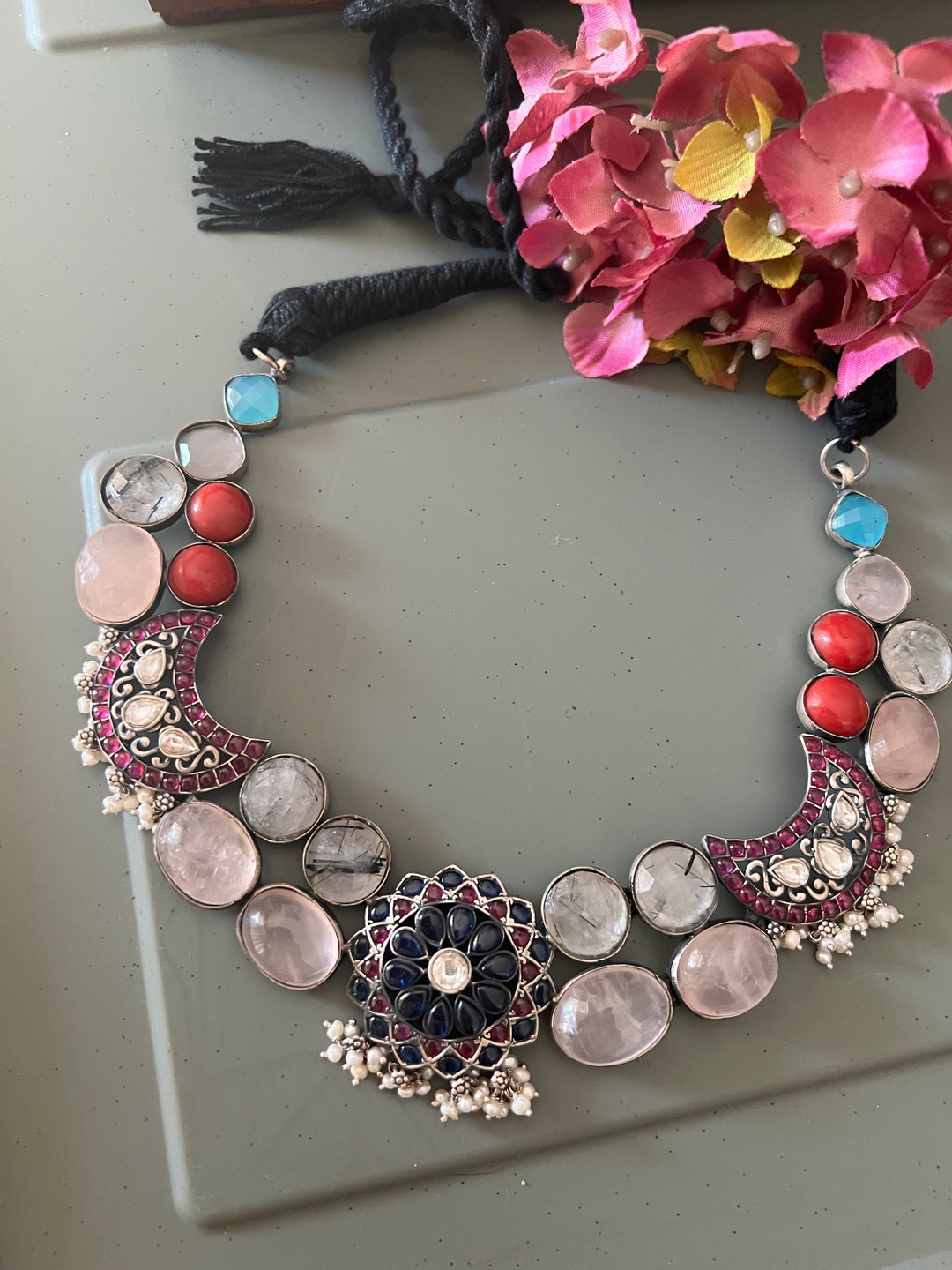 Scintillating Pure 925 Silver Kemp Stones Necklace - Etsy