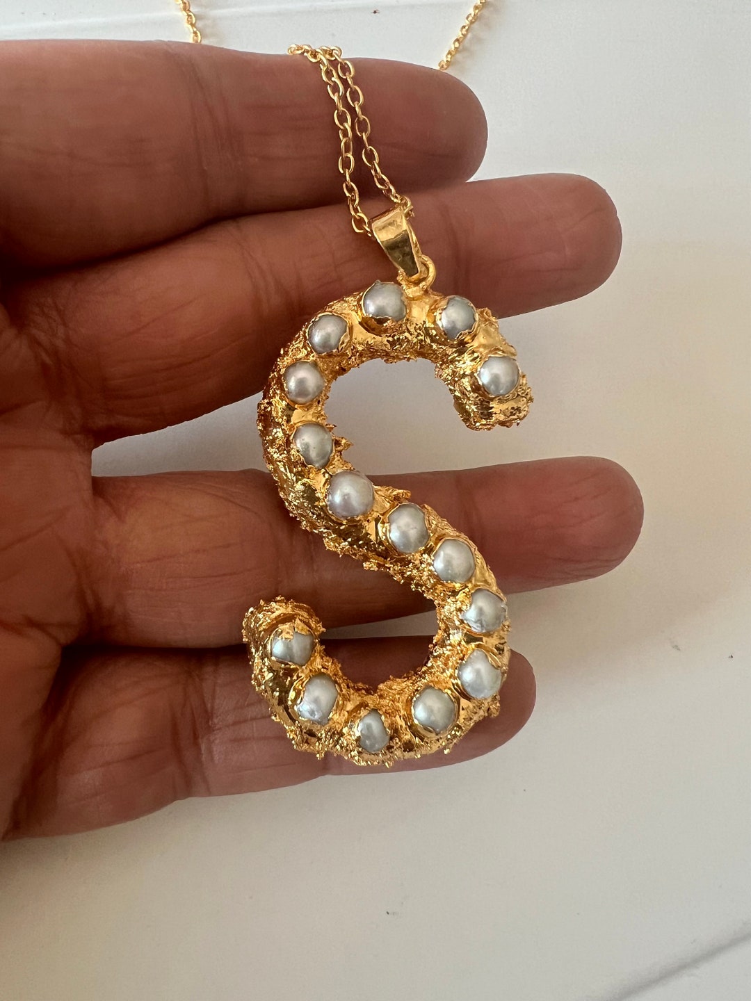 Statement Letter "s" Pendant Necklace/ Designer Necklace/ Alphabet ...